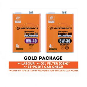 Autobacs Gold Fully Synthetic Engine Oil 5W-30/5W-40 Servicing Package ...